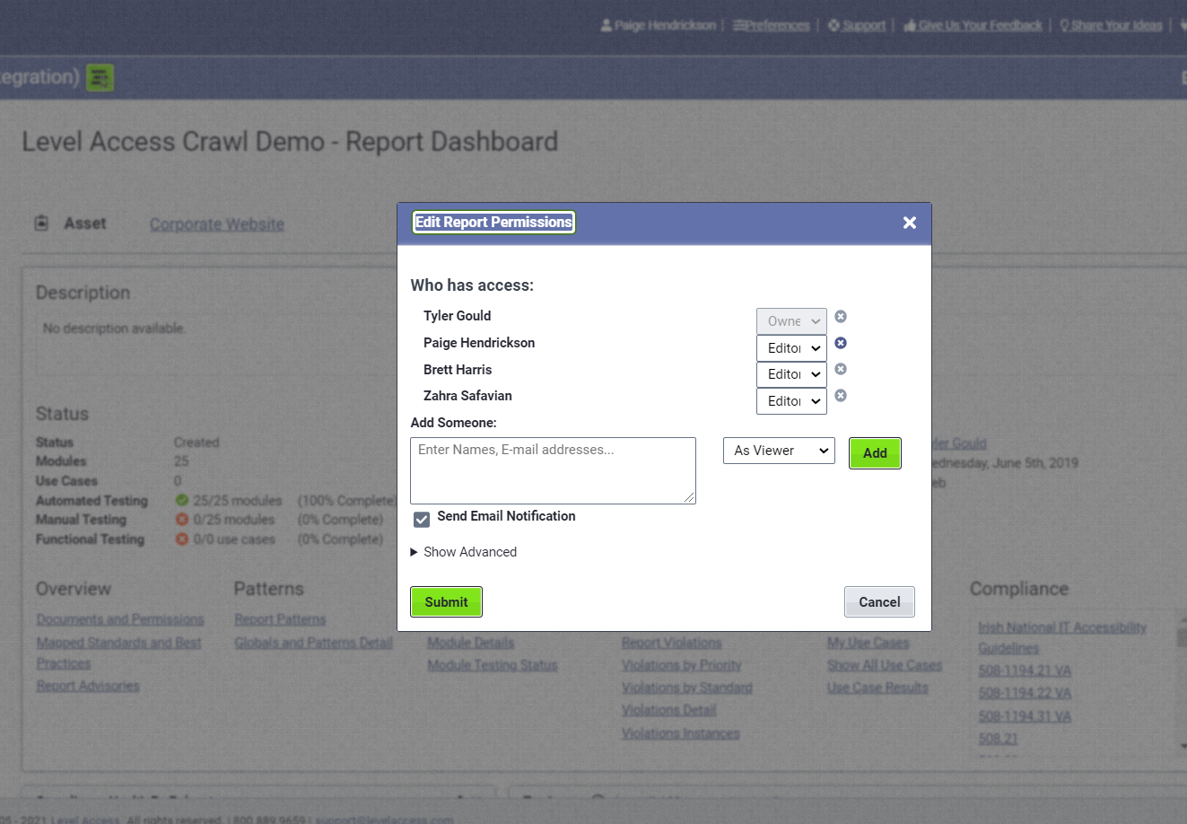 AMP report permissions – Level Access Help Center